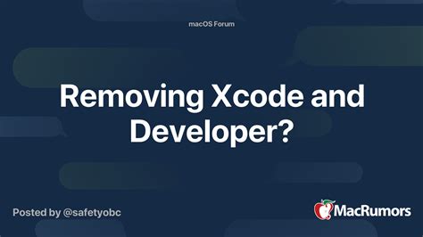 Removing Xcode And Developer Macrumors Forums