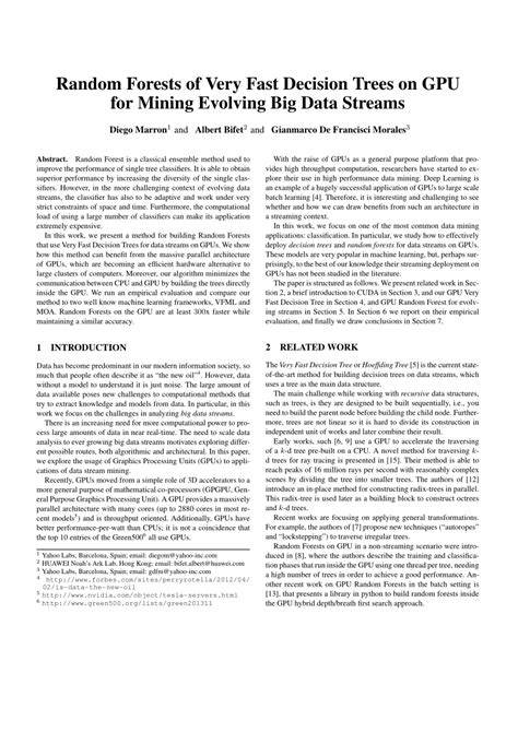 Pdf Random Forests Of Very Fast Decision Trees On Gpu For Mining
