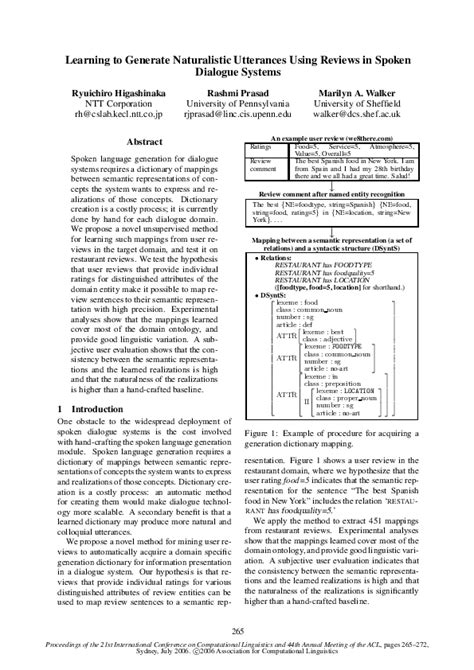 Pdf Learning To Generate Naturalistic Utterances Using Reviews In Spoken Dialogue Systems