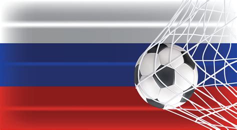 Soccer or Football ball in Goal Net Isolated on Russia Shaded Flag ...