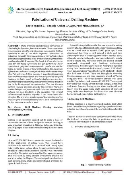Irjet Fabrication Of Universal Drilling Machine Pdf
