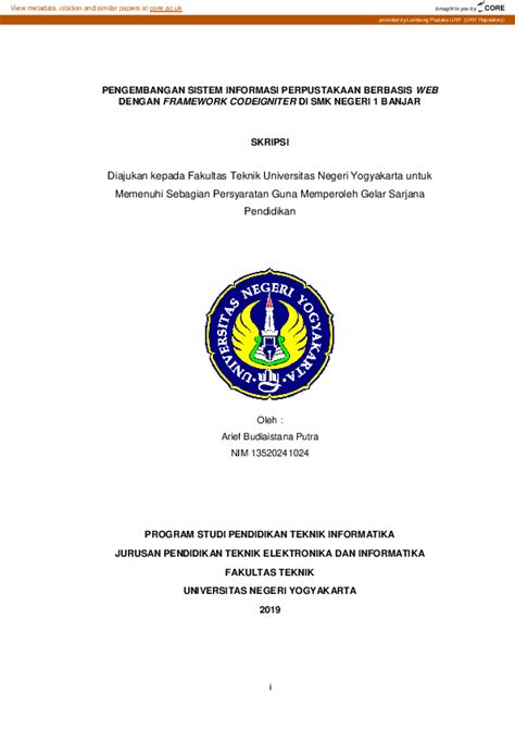 Pdf Pengembangan Sistem Informasi Perpustakaan Berbasis Web Dengan