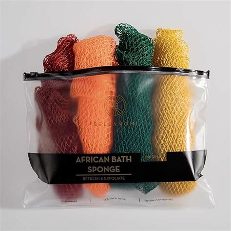 Amazon.com: BELLANOMI 4 Piece African Exfoliating Net Sponge Long African Bath Sponge, Authentic ...