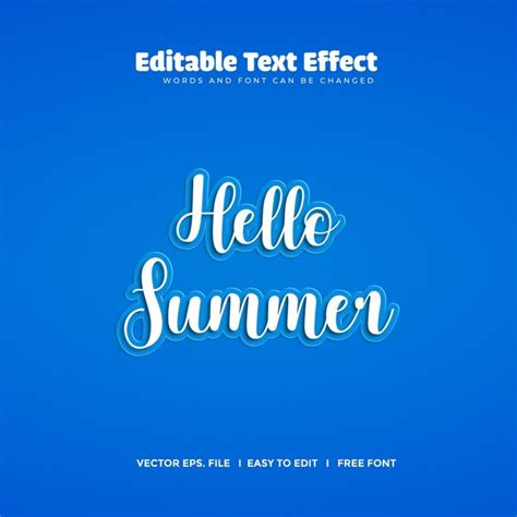 Premium Vector | Hello summer 3d editable text effect design premium vector