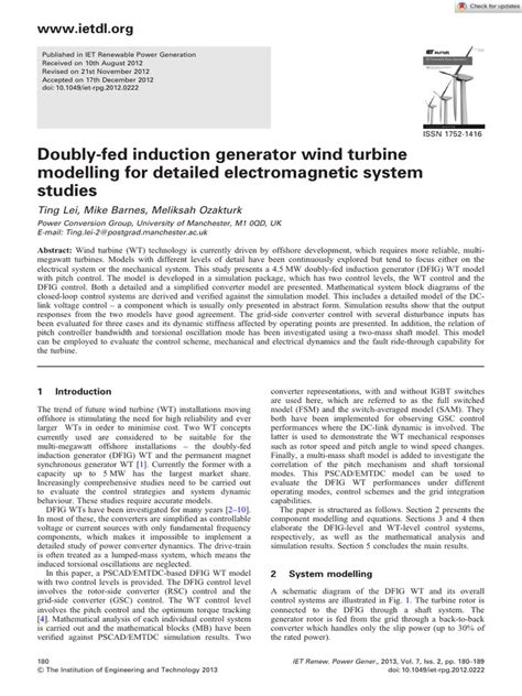 Iet Renewable Power Gen 2013 Lei Doubly‐fed Induction Generator