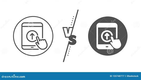 Swipe Up Tablet Pc Line Icon Scrolling Arrow Sign Landing Page Scroll