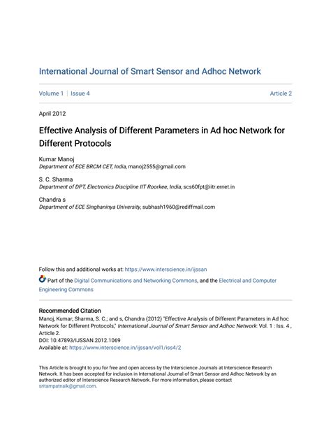 Pdf Effective Analysis Of Different Parameters In Ad Hoc Network For Different Protocols