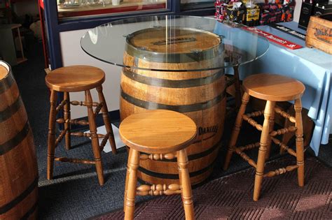Jack Daniels Oak Whiskey Barrel Bar Pub Table Glass Top 55 Gal Size