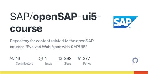 Github Sapopensap Ui5 Course Repository For Content Related To The