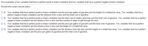 Solved Give Examples Of Two Variables That Have A Perfect