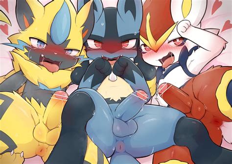Lucario Cinderace And Zeraora Pokemon Drawn By Yousan Pixiv Danbooru