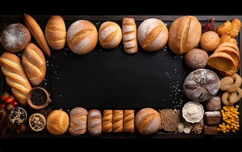 Premium Ai Image Bread Selection On Dark Background