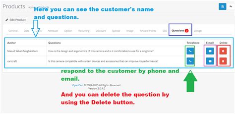OpenCart Ask A Question About This Product