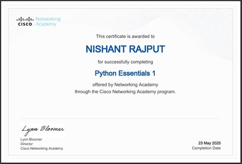 Completed Python Course From Cisco Networking Academy Nishant Rajput Posted On The Topic