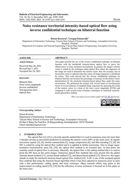 Noise Resistance Territorial Intensity Based Optical Flow Using Inverse Confidential Technique