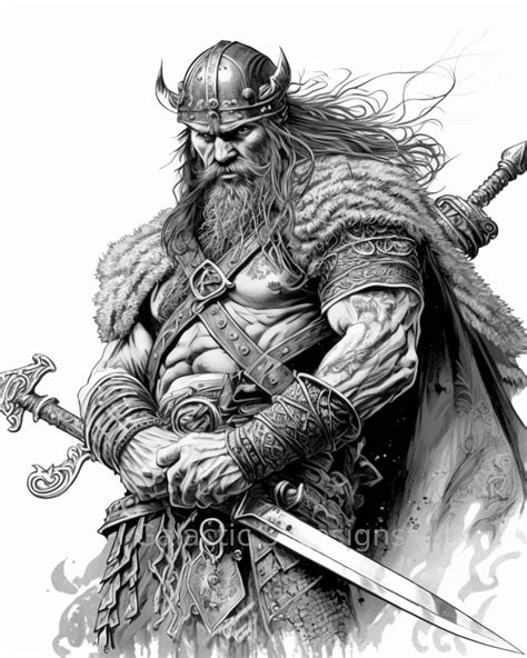Viking Warrior Art Print Ai Generated Digital Download Viking Art