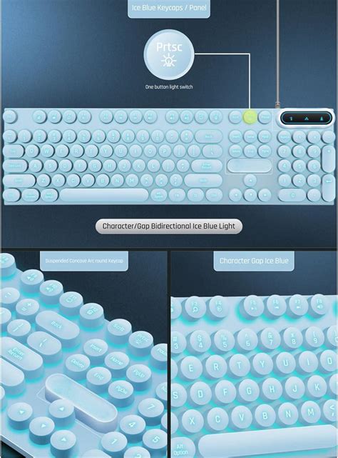 Jiawu Gaming Keyboard Keys Round Keycaps Ergonomic Multimedia Control USB Wired Backlit