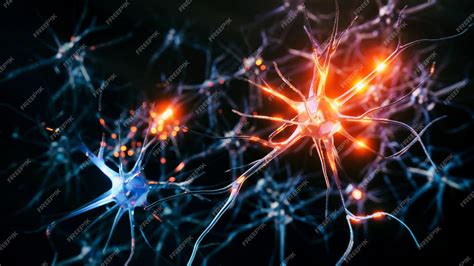 Premium Photo | Neuron cells system disease 3d rendered image of Neuron cell network on black ...