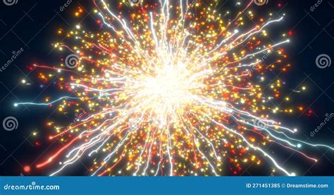 Abstract Glowing Energy Explosion Fiery Whirlwind Fireworks From Lines Stock Illustration