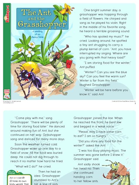 The Ant And The Grasshopper Pdf