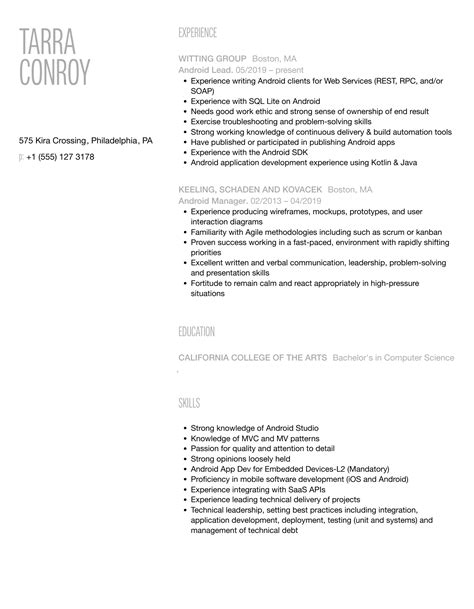 Android Resume Samples Velvet Jobs Android Resume Samples Velvet Jobs