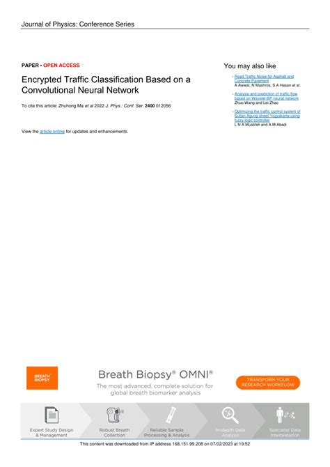 Pdf Encrypted Traffic Classification Based On A Convolutional Neural Network