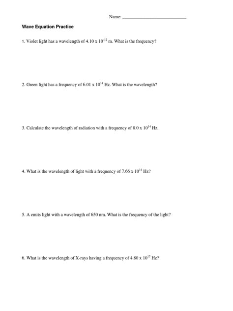 1a Wave Equation Practice Pdf