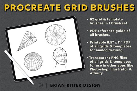 Procreate Drawing Grid Brushes Etsy