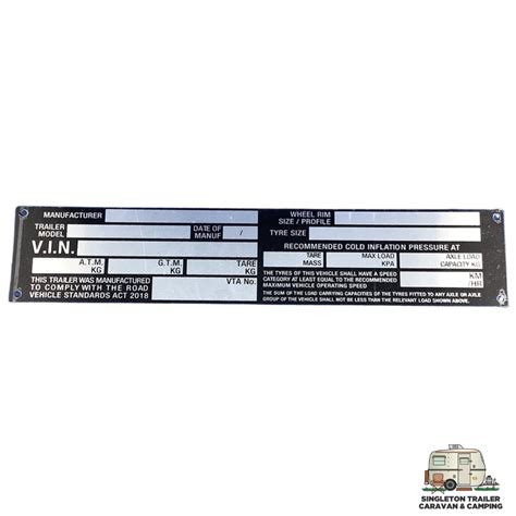 Vin Plate Large Singleton Trailer Caravan And Camping