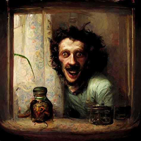 Crazed Man With A Snakes Head In A Jar By Visionsofdoom On Deviantart