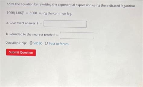 Solved Solve The Equation By Rewriting The Exponential