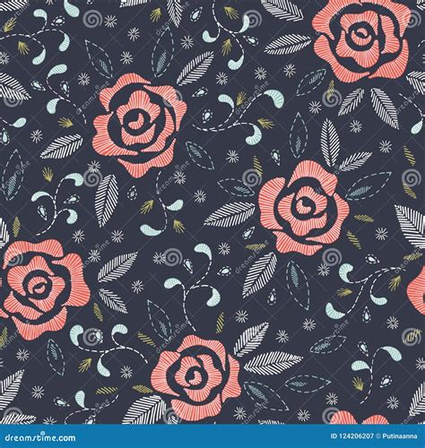 Embroidery Stitches Vector Seamless Patterns And Borders Set
