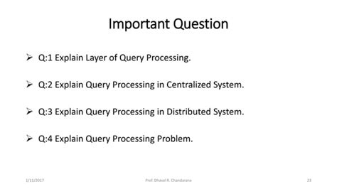 Distributed Dbms Unit 6 Query Processing Pptx Databases