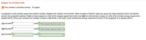 Solved A Projectile Is Shot Directly Away From Earth S Chegg
