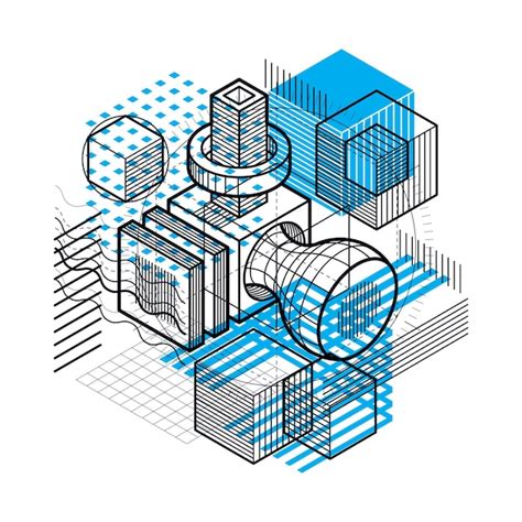 Premium Vector Abstract Design With 3d Linear Mesh Shapes And Figures Vector Isometric