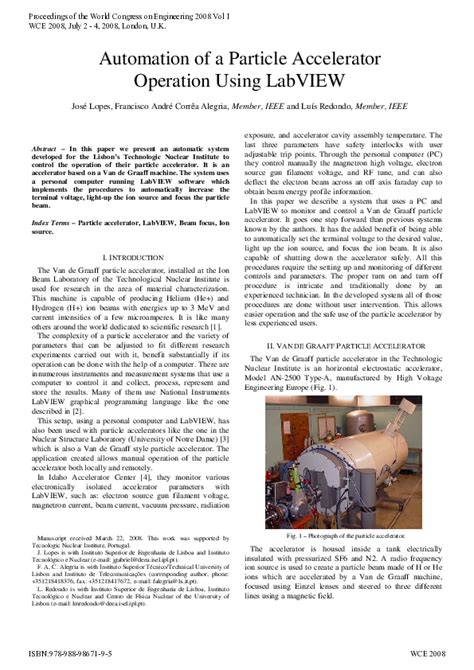 pdf automation of a particle accelerator operation using labview