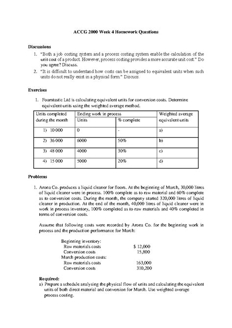 Accg 2000 Week 4 Homework Questions Accg 200 0 Week 4 Homework Questions Discussions Both A