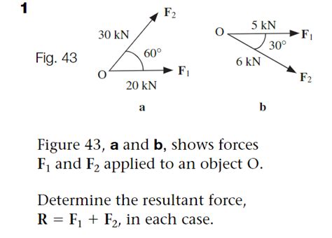 Solved 1 Fig 43 A B Figure 43 A And B Shows Forces 𝐅1 And 𝐅2
