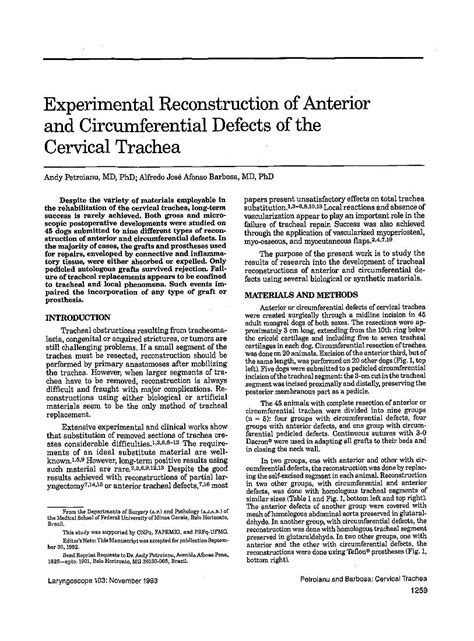 pdf experimental reconstruction of anterior and circumferential