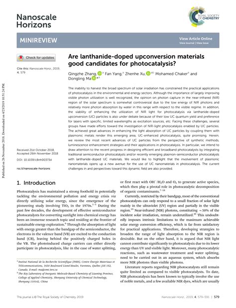 Pdf Are Lanthanide Doped Upconversion Materials Good Candidates For Photocatalysis
