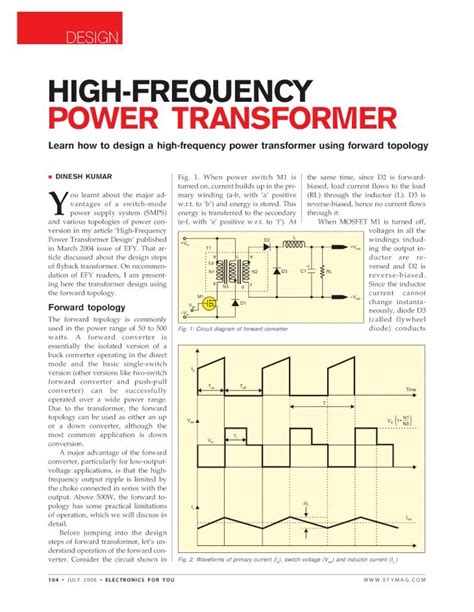 Pdf Learn How To Design A High Frequency Power Transformer Using