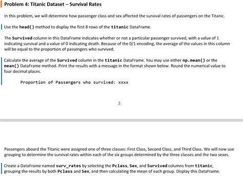 Solved Problem Titanic Dataset Survival Rates In This Chegg