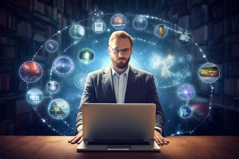 Premium Ai Image Man With Elearning Graduate Certificate Concept