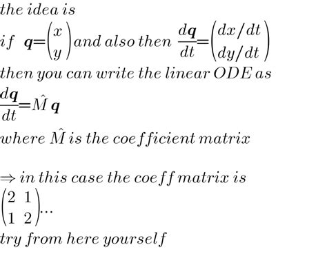 for the given system of odes calculate the eigenvalues and
