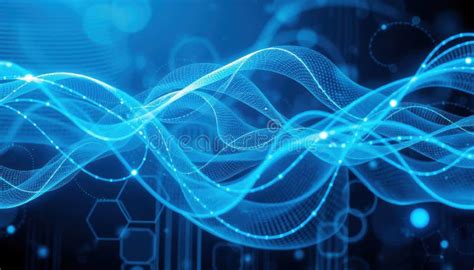 Futuristic Blue Waves Representing Quantum Technology And Data Flow Stock Illustration