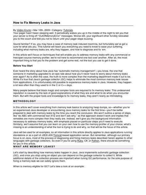 cl1 howto fix memory leaks pdf java virtual machine java programming language