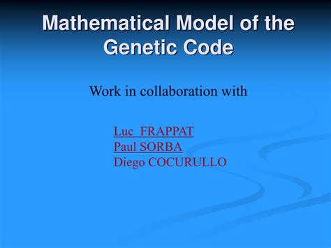 ppt a mathematical model of the genetic code structure and