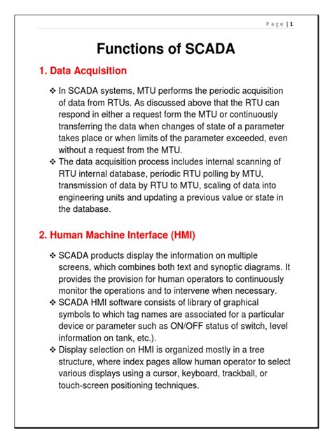 Functions Of Scada 1 Data Acquisition Pdf Scada Data Management