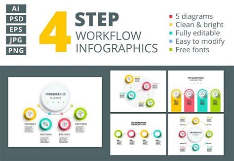 4 Step Workflow Infographics By Grafvishenka
