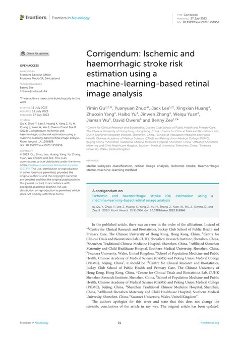 Pdf Corrigendum Ischemic And Haemorrhagic Stroke Risk Estimation Using A Machine Learning